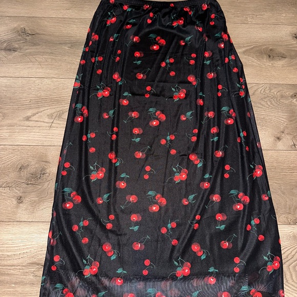 Skirts | Cherry Print Black Skirt | Poshmark